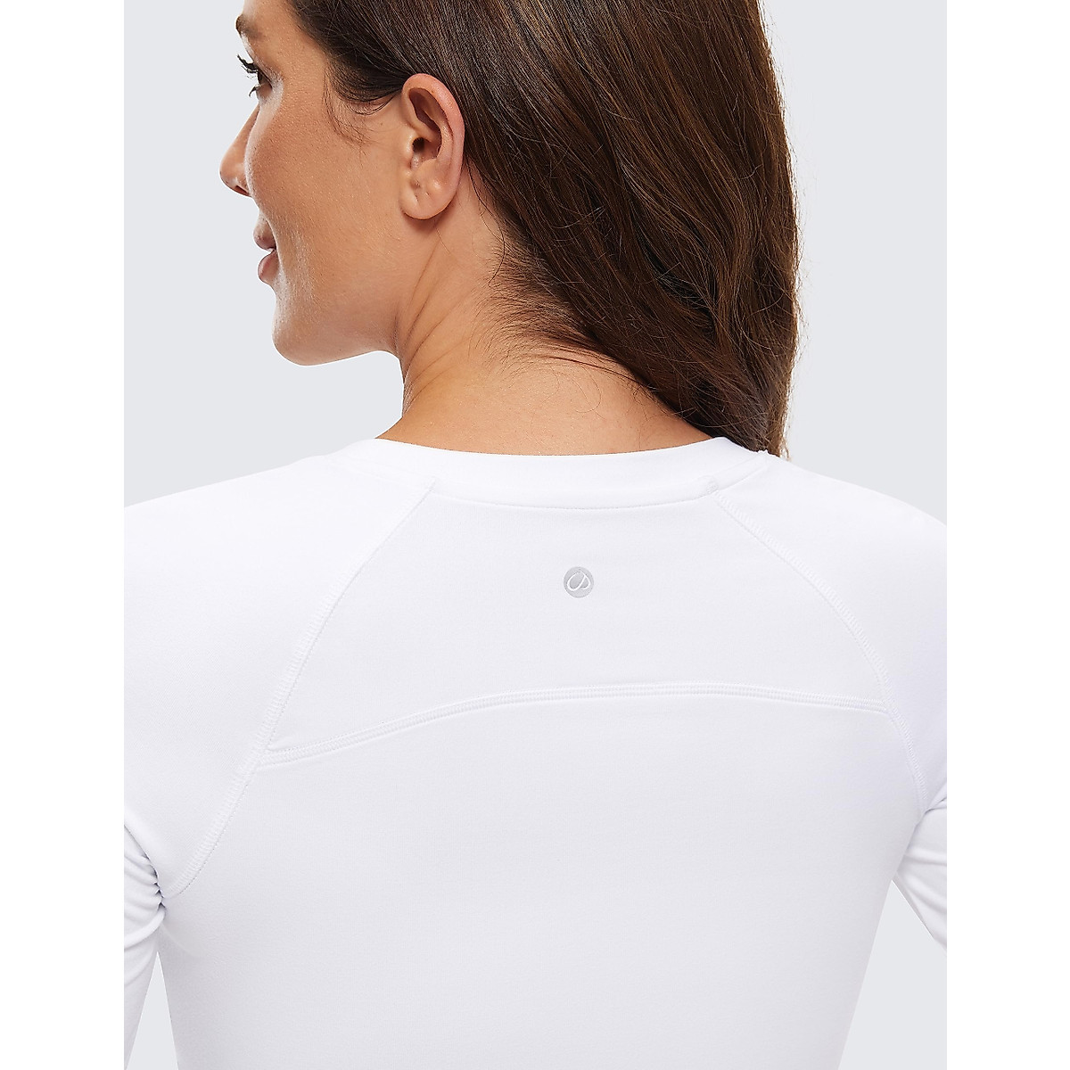 CRZ YOGA Womens Long Sleeve Crop Workout Tops Athletic Yoga Running Cropped Tops Slim Fit Gym Shirts White Medium