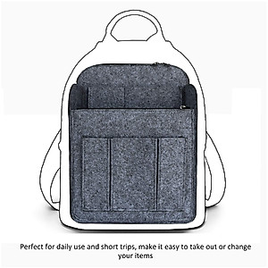 APSOONSELL Large Backpack Organizer Insert Felt Bag Organizer with Zipper Backpack Shaper Foldable Tote Organizer for Rucksack Shoulder Bag, Gray, XS
