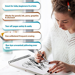 Bellofy 3X Sketch Books, 100 Sheets Each, 9x12 Inches | Perfect for Kids, Beginners & Artists | Drawing Paper for Graphite, Charcoal & More | Great Gift Idea