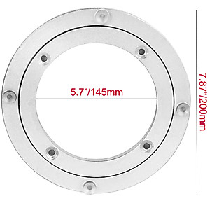 Lazy Susan Bearing, Heavy Duty Aluminium Alloy Turntable Bearing Swivel Plate Lazy Susan Rotating Bearing Round Smooth Swivel Turntable Hardware for Dining Table, 8"