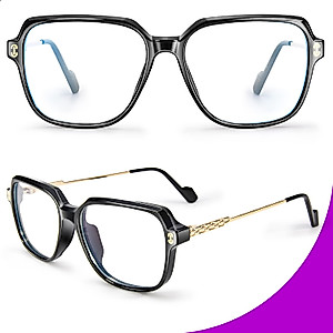 VISOONE Oversized Blue Light Blocking Glasses with Chic Square TR90 Frame and Metal Temple for Women Men REMY