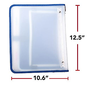 Case-it Transulcent Slim Go Tab Zipper Binder, 1" O-Ring with 5-Color tabs, Expanding File Folder, PS-425-Slim, Red