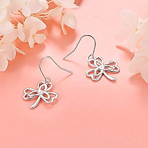 S925 Sterling Silver Good Luck Irish Shamrock Celtic Earrings Celtic Knot Drop Dangle Earrings for Women St Patricks Day Gifts (03_Celtic Clover Earrings)