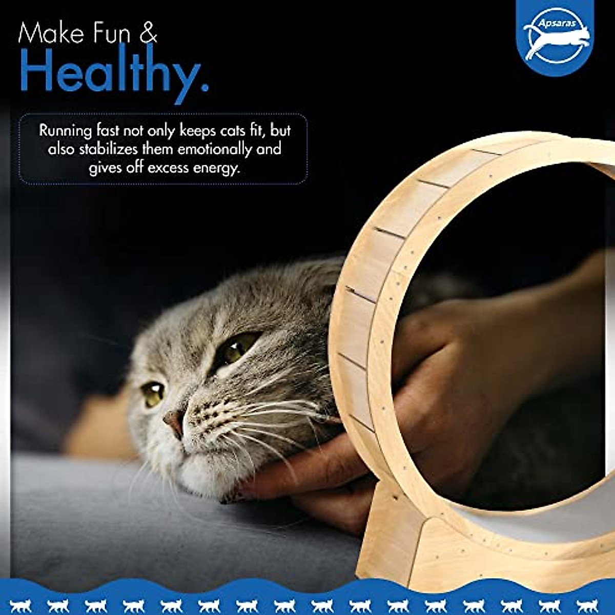 HYPULY Cat Exercise Wheel for Indoor Cats, Large 42.5 Inch Cat Treadmill Exerciser for Fitness and Healthy, Suitable for Most Cats
