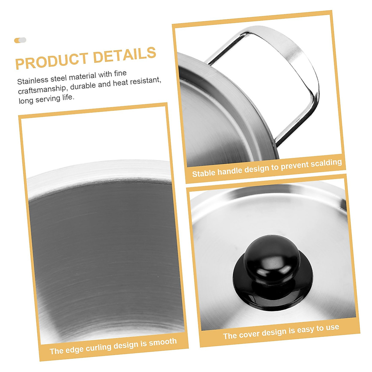 Ciieeo 1 Set Stainless Steel Instant Noodle Pot Pans with Lids Seafood Pot Korean Pots for Cooking Korean Ramen Noodle Pot Soup Pan Korean Noodle Pot Induction Pans Pots and Pans Binaural