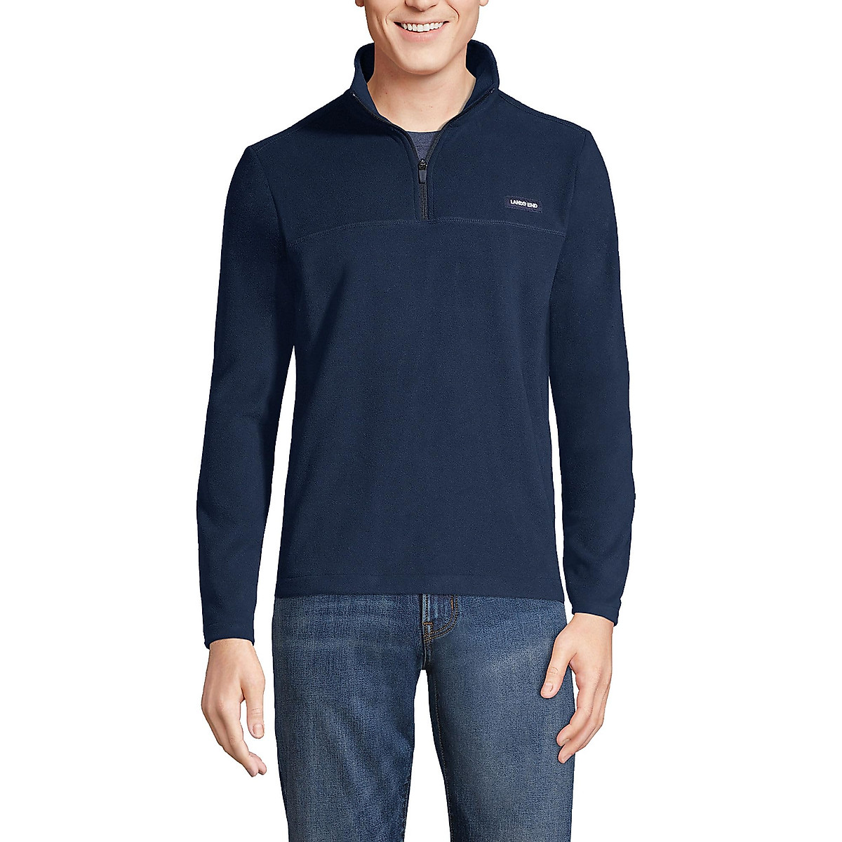 Lands' End Mens T100 Fleece Quarter Zip Radiant Navy Regular Large