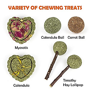 Sofier Rabbit Toys Bunny Toys Guinea Pig Toys Natural Timothy Hay Sticks Hamster Toys for Teeth Handmade Rabbit Chews and Treats Apple Wood Sticks Chinchilla Rat