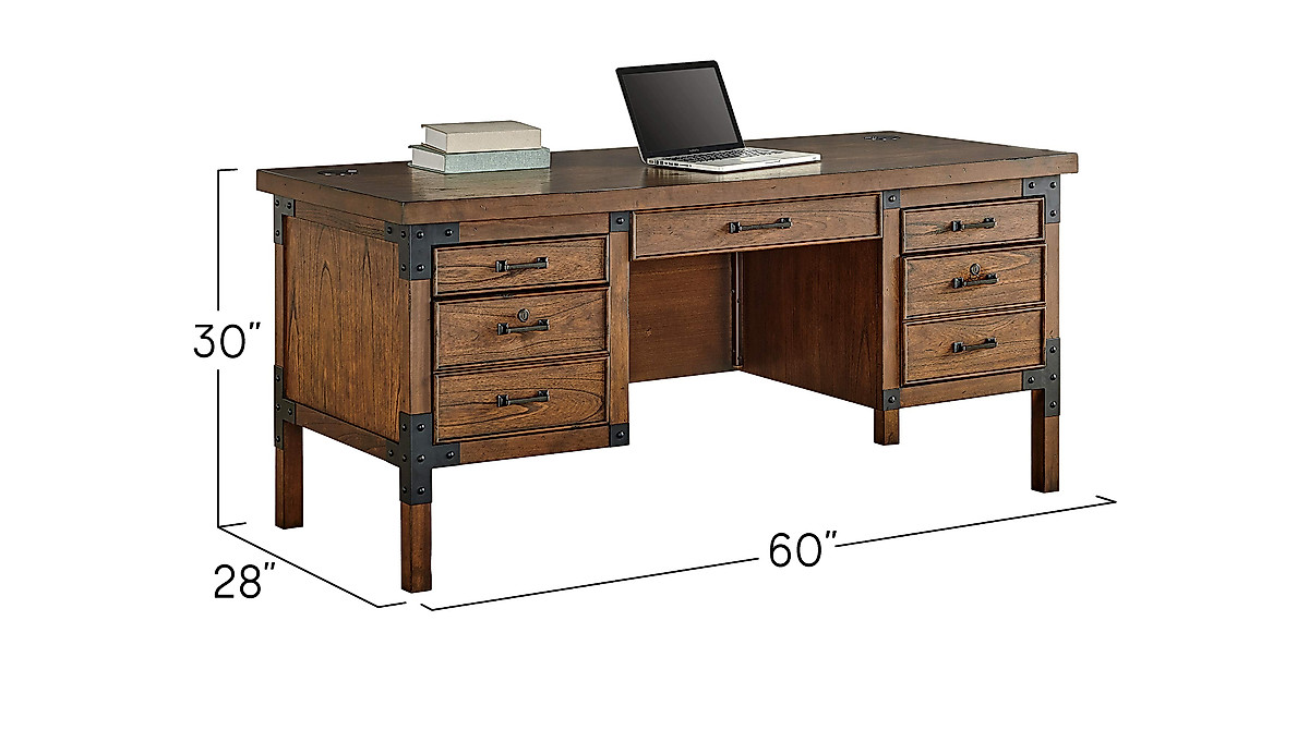 Martin Furniture Half Pedestal Desk in Brown - Elegant & Functional