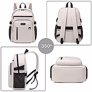 MIRLEWAIY Fashion Casual Daypack Girls Backpack Ultra-Lightweight School Bookbag Work Bag For High School Yong Teenagers, Beige