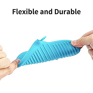 Vaincre 4PCS Silicone Oven Mitts Heat Resistant, Silicone Potholders for Kitchen, Mini Oven Mitts Rubber Oven Glove, Kitchen Mittens Pinch Mitts, Cute Cooking Mitts (Blue and Green)