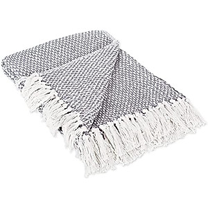 DII 100% Cotton Basket Weave Throw for Indoor/Outdoor Use Camping Bbq's Beaches Everyday Blanket, 50 x 60, Woven Stripe