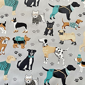 100% Cotton Fabric by The Yard for Sewing, Quilting, DIY Crafts - 62 Inches Wide (No. 29 - Dogs)