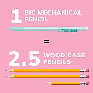 BIC Xtra Smooth Mechanical Pencils (MPNP24-BLK), Medium Point (0.7mm), Fun Pastel Color Pencils, Back to School, 24 Count