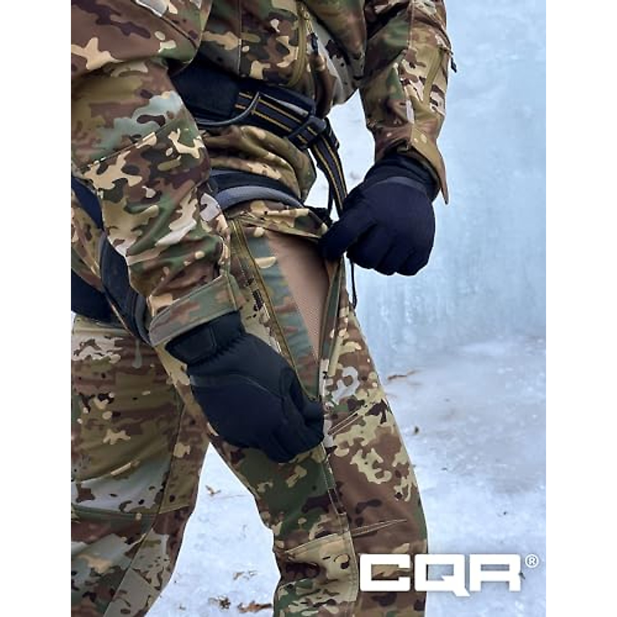 CQR Men's Winter Waterproof Tactical Pants, Softshell Fleece Lined Snow Ski Cargo Pants, Thermal Outdoor Hiking Work Pants, Recon Utility Camo, 32W x 30L