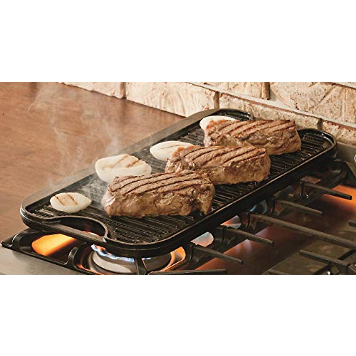 Lodge LPGI3 Cast Iron Reversible Grill/Griddle, 20-inch x 10.44-inch, Black