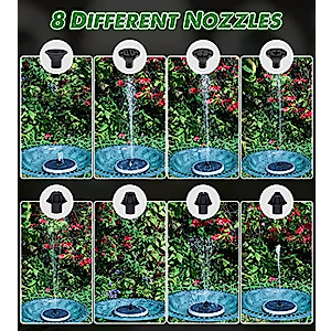 Yzert Solar Fountain Matte Panel with 4000 Capacity Battery, 4W Floating Solar Bird Bath Fountains with 8 Nozzles & 4 Fixed Rods, Solar Fountain Pump for Bird Bath,Garden, Pond, Outdoor