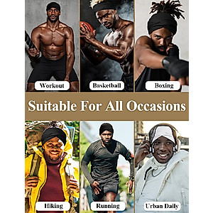 Ababalaya Satin Lined Open Turban Headband Mens Sweatband Sports Headband for Running,Cycling,Basketball,Yoga,Fitness Workout Stretchy Unisex Hairband, Black, 1 PCS