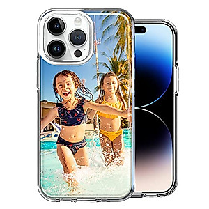 Personalized Custom Double Layered Phone Case for Apple iPhone 14 PRO MAX 6.7 inch ONLY - Design Your Own Perfect Custom Picture Photo Case Clear