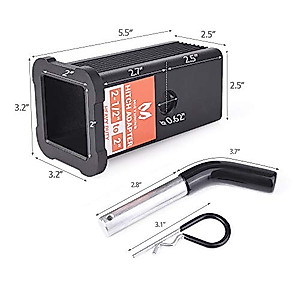 MICTUNING 2-1/2 inches Class V to 2 inches Class III and IV Trailer Hitch Receiver Adapter, 2.5 inches to 2 inches Reducer Sleeve with Hitch Pin and Clip