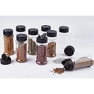 Qeirudu 14 Pack 3 oz Clear Plastic Spice Jars with Shaker Lids and Labels, Empty Spice Bottles Plastic Seasoning Containers for Storing Spice Herbs Powders Salt and Pepper