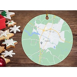 Emporia VA Ornament Emporia Virginia Map Decor Emporia City Souvenirs Ornament 3" Christmas Tree Gift Family and Friend