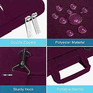 MOSISO Laptop Shoulder Bag Compatible with MacBook Air/Pro,13-13.3 inch Notebook,Compatible with MacBook Pro 14 inch 2023-2021 A2779 M2 A2442 M1, Polyester Sleeve with Back Trolley Belt, Burgundy