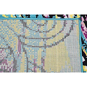 Unique Loom Metro Collection Modern Abstract Henna Floral Area Rug, 9 x 12 ft, Black/Ivory