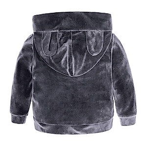 Boys Girls Velvet Hooded Tracksuit Sweatshirt Top + Sweatpants Hoodie Outfit Set