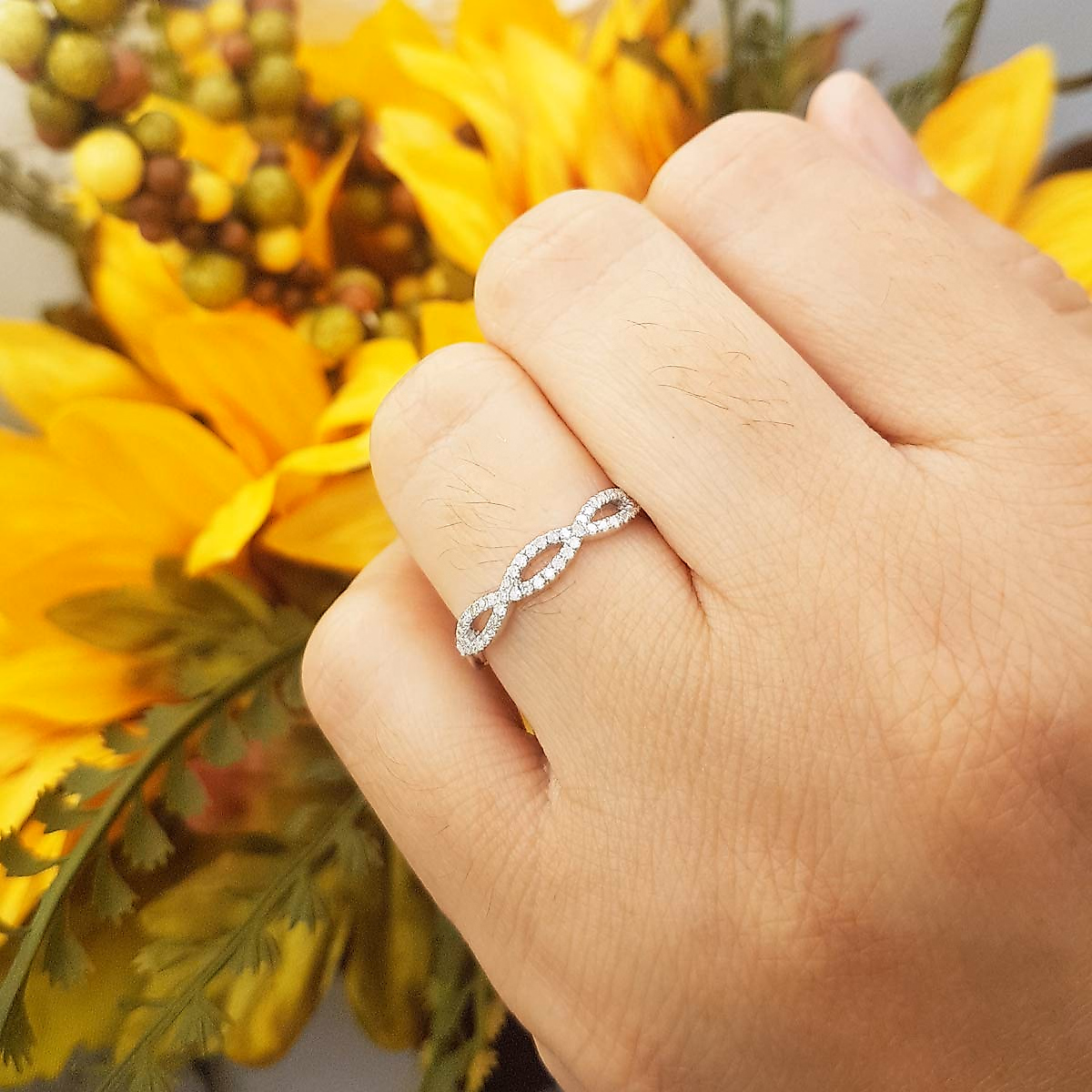 Dazzlingrock Collection 0.25 Carat (Cttw) 925 Sterling Silver Round Diamond Women Infinity Swirl Wedding Band 1/4 CT, Size 6.5