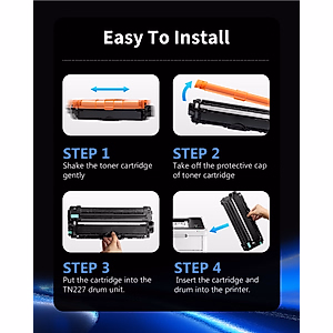 TN227 TN 227 4-Pack Toner Cartridge: Replacement for Brother TN227BK TN227C TN227M TN227Y Toner Use with MFC-L3710CW MFC-L3770CDW MFC-L3730CDW HL-3230CDW Printer Toner (Black Cyan Magenta Yellow)