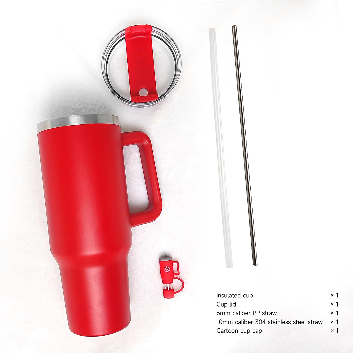 FVOTNW 40oz Tumbler with Handle and Straw,Reusable Insulated Tumbler Stainless Steel Travel Mug Keeps Drinks Cold,Suitable for Travel, Office and Gifts for Mom or Wife-Red