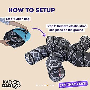 Katdad 5-Way Cat Tunnel with Bag - Fun Cat Toys - Dog Tunnel, Rabbit Tunnel or Ferret Tunnel - Mid-Century Design