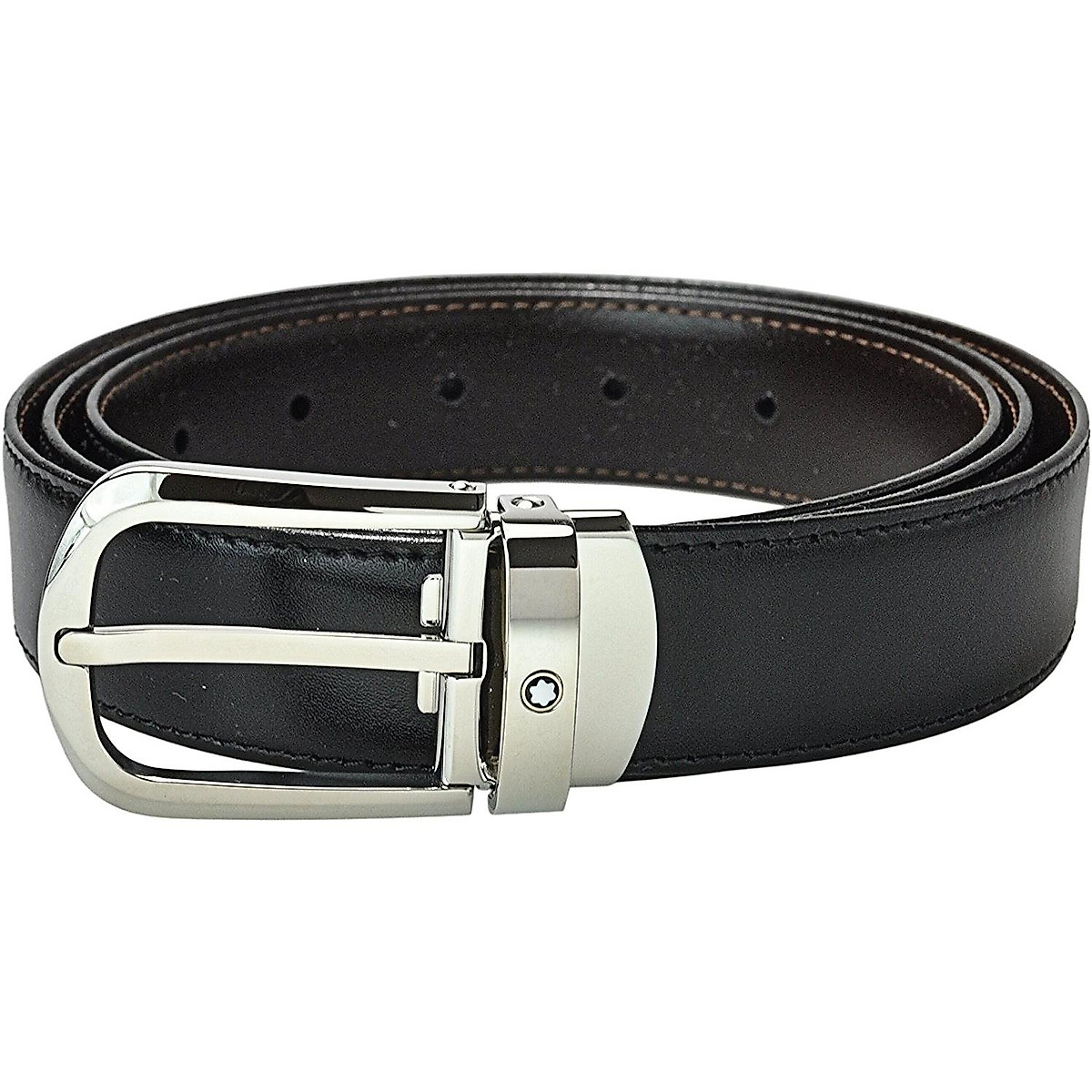 Montblanc Horseshoe Buckle Black/Brown 30 mm Reversible Leather Belt 114412