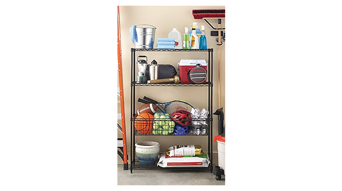 Whitmor Supreme Black Storage Center - Durable 4-Tier Organizer