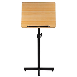 VEVOR Lectern Podium Stand, Height Adjustable Laptop Table, Portable Presentation Standing for Classroom, Office, Church, Tilting Desktop with Edge Stopper, Oak