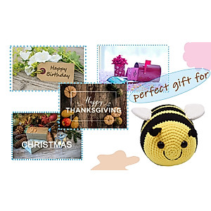 BABOLI Handmade Emotional Support Bee Stuffed Animal Crochet Fuzzy Bumblebee with Smile Face and White Wings Knit Soft Yarn Plush Bee Toy Pretty Sweet Gifts for Kids or Stuff Collection 6 Inch