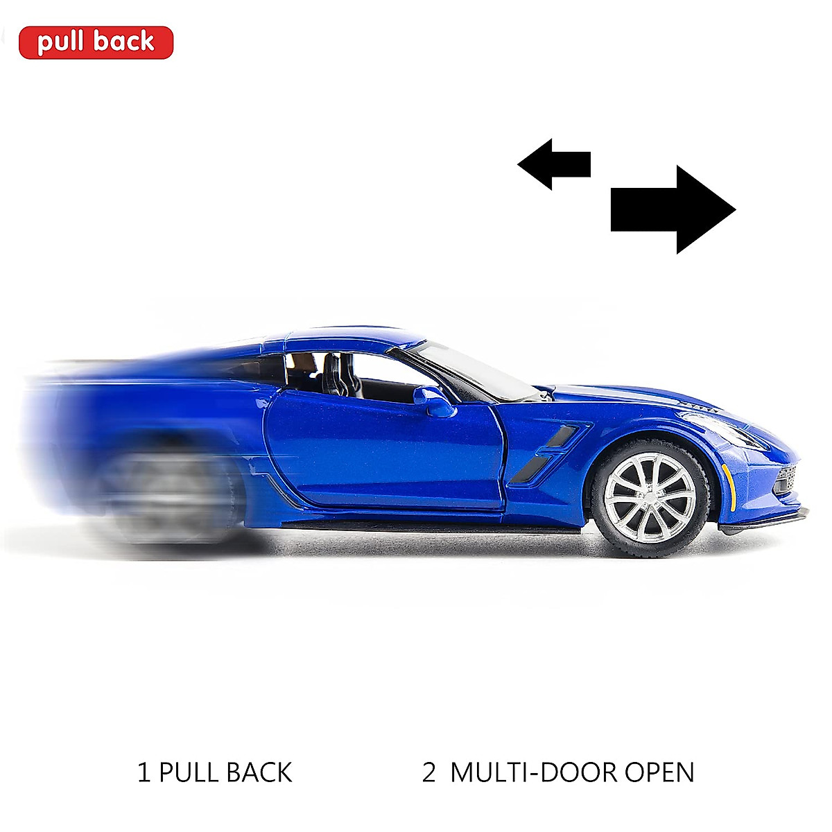 RMZ City 1:36 Compatible for Diecasting Alloy Car Model Chevrolet Corvette Toy Car, Pull Back Vehicles Toy Car for Toddlers Kids Boys Girls Gift Blue