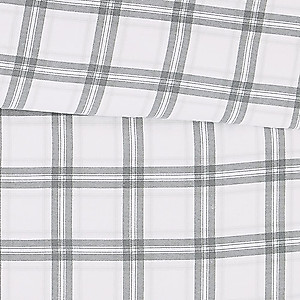 LONDON FOG - Twin XL 2 Piece Duvet + Sham Set - Plaid Flannel Collection - Grey