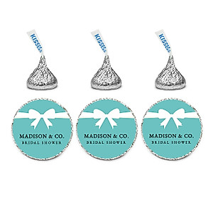 Andaz Press Personalized Chocolate Drop Labels Stickers Single, Madison & Co Bridal Shower, 216-Pack, Custom Made Name, Fits Bride & Co Themed Kisses Party Favors, Gifts, Decor Decorations