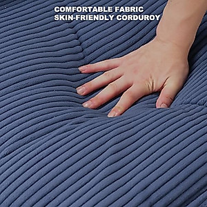 Modern Loveseat Couch Sofa,89'' Corduroy Upholstered 2-Seat Sofa, Sectional Love Seat Furniture with 2 Pillows with Movable Armrest, Deep Couches for Living Room,Navy Blue