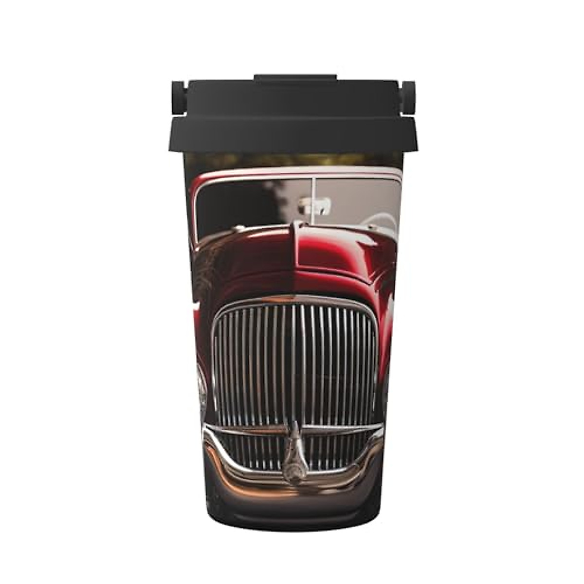 GTKSYNVE Reusable Coffee Mug with Lid and Handle, Classic Car Tumbler for Hot & Cold Drinks 16oz Stainless Steel Insulated Coffee Tumblers Double Wall Vacuum Thermal Cup