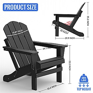 WUTUTUEE Adirondack Chair, Folding, Weather Resistant, White, Composite Material, Modern Style, Fire Pit Plastic Chair for Patio, Deck, Garden