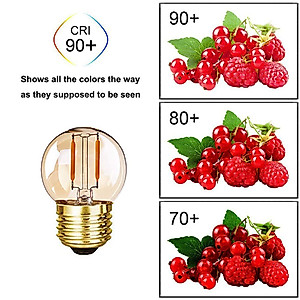G40 Low Watt Light Bulb Edison LED Bulb Mini Globe Light Bulbs 1W Equivalent to 10Watt Incandescent E26 Screw Base Led Bulbs Ultra Warm White 2200K, Non Dimmable (G40g-2pack)