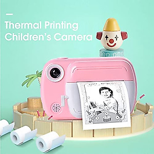 QSYY Instant Printing Camera Toys, 30MP Digital Video Camera, 1080P 3.5-Inch Eye Protection Large Screen, Children's Selfie Mini Camera with 32GB Memory Card, 3 Rolls of Paper,Blue