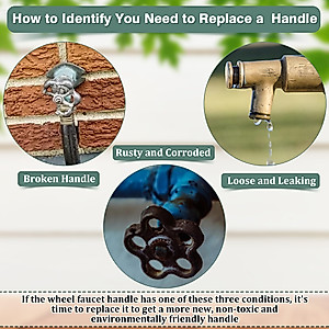 Dreyoo 2 Pack Outdoor Faucet Handles, 0.43" Round Stem Hole Faucet Handle Compatible with LASCO 01-5109, Round Wheel Handle Fits Most 3/8" Shaft Sillcock Valve Stems (12 Point Broach, Green)