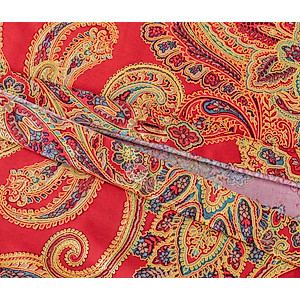 Classical Paisley Duvet Cover 3pc Set Bohemian Bedding Boteh Damask Medallion 400TC Egyptian Cotton Sateen Luxury European Traditional Style Bed Linen (Red Gold, King)