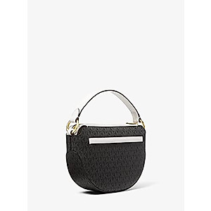 Michael Kors Emilia Half Moon Medium Shoulder Bag Logo Crossbody Black Multi White