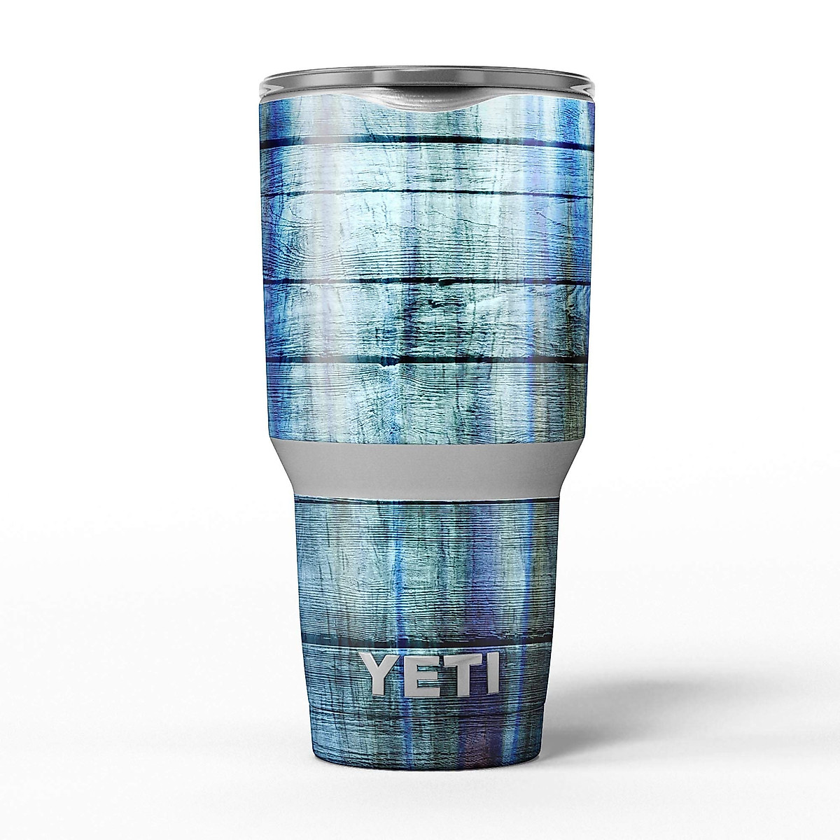 Design Skinz Blue and Green Tye-Dyed Wood - Skin Decal Vinyl Wrap Kit Compatible with The Yeti Rambler Cooler Tumbler Cups