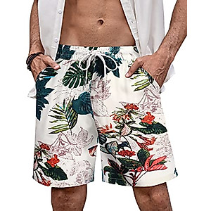 COOFANDY Men Swim Trunks 9 Inch Inseam Bathing Suit Hawaiian Beach Shorts Pocket