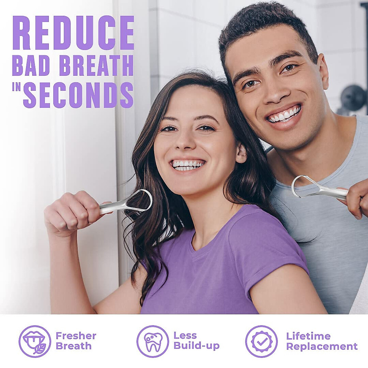 Tongue Scrapers 3 Pack, Single Handle Stainless Steel